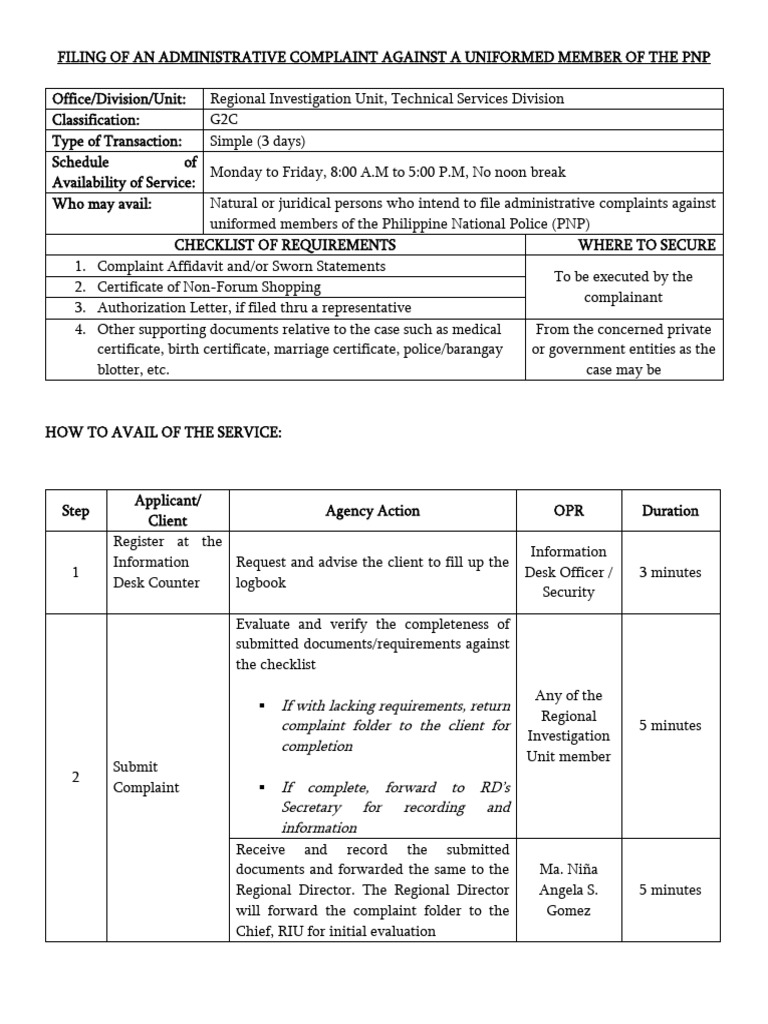 Process-Matrix-Filing-of-Administrative-Complaint (2) | PDF | Complaint | Public Law
