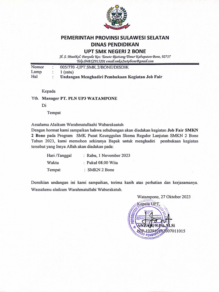 Undangan PT PLN | PDF