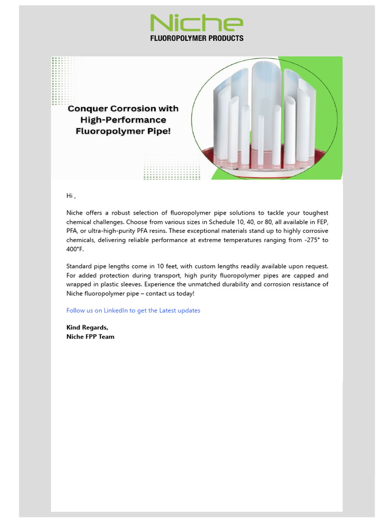 Fluoropolymer Pipe Solutions for Chemicals | PDF | Pipe (Fluid ...