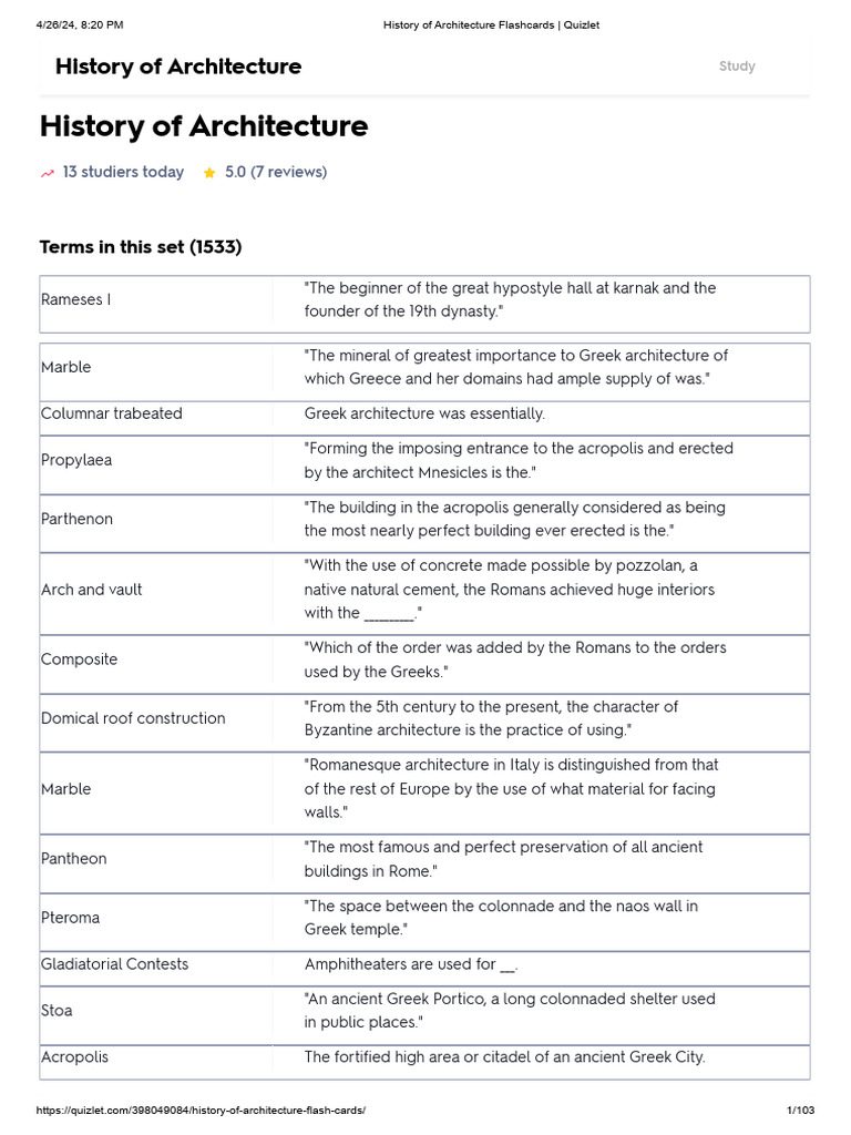 History of Architecture Flashcards - Quizlet | Download Free PDF | Column | Mosque
