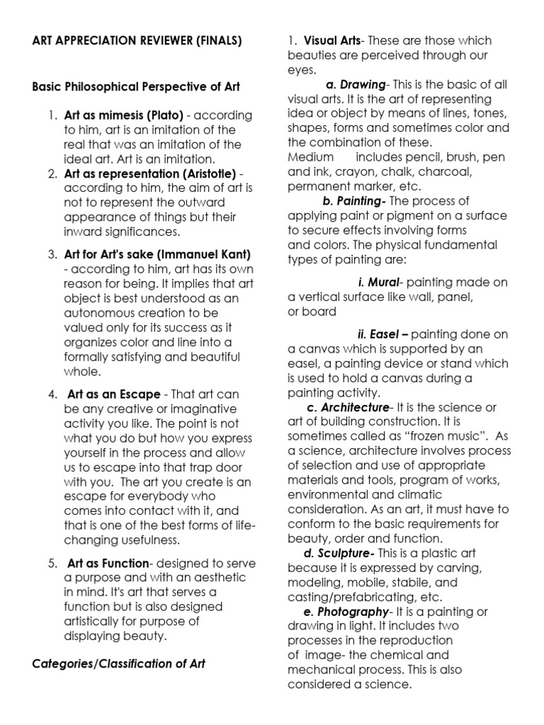 Art Appreciation Reviewer Finals | PDF | Color | Paintings Art Appreciation Reviewer Finals | PDF | Color | Paintings