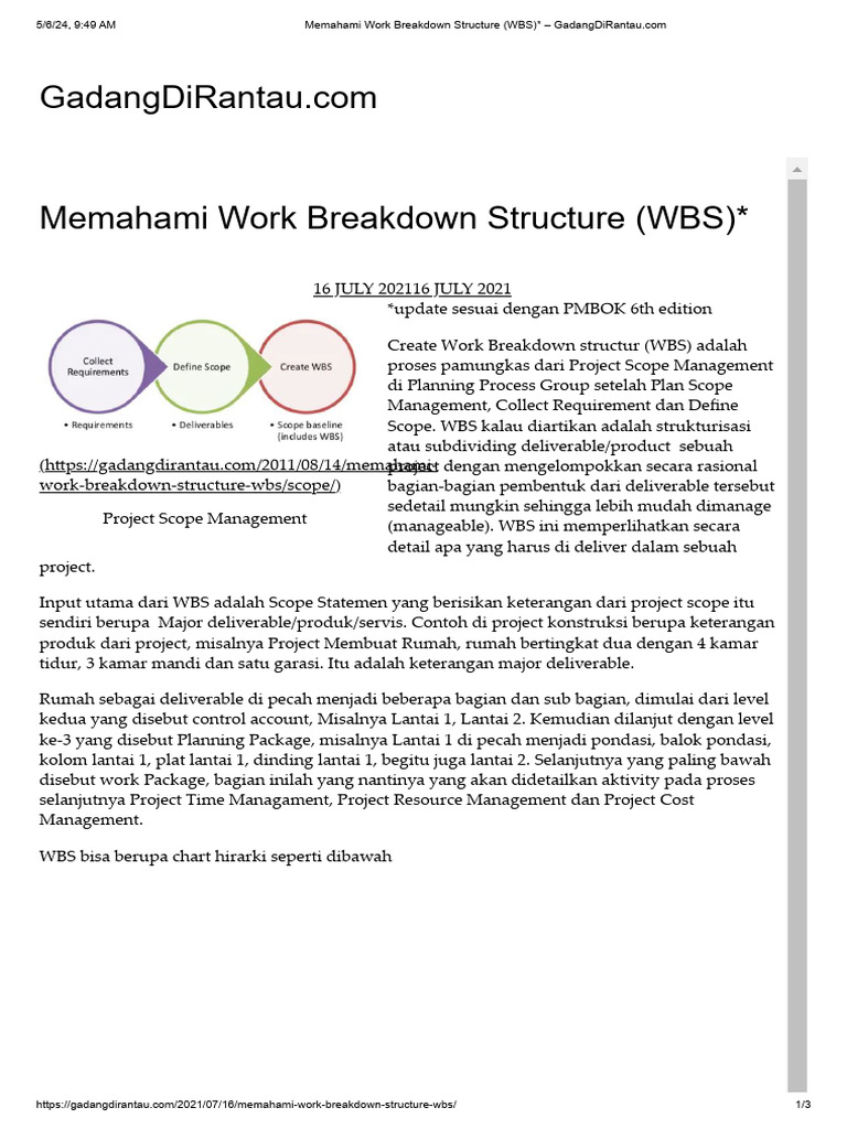 Memahami Work Breakdown Structure (WBS) | PDF