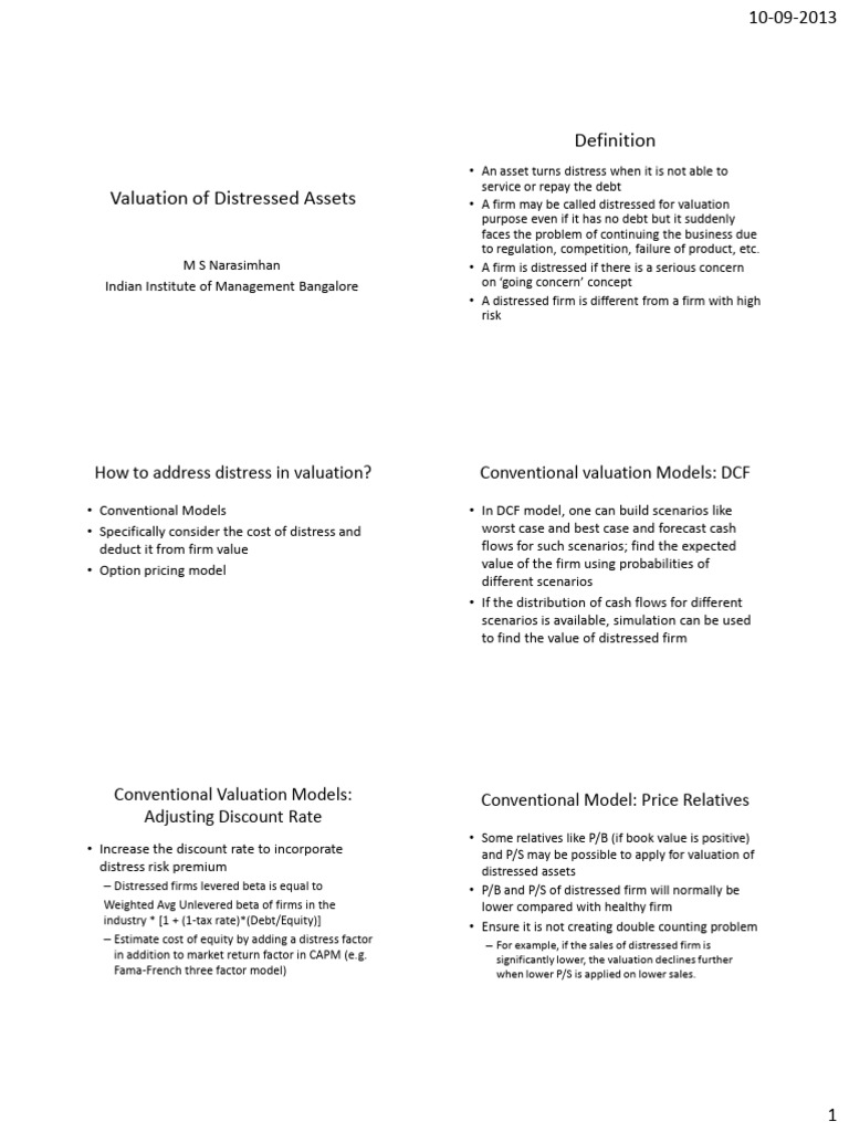 Session 9 - Valuation of Distressed Assets | PDF | Valuation (Finance ...