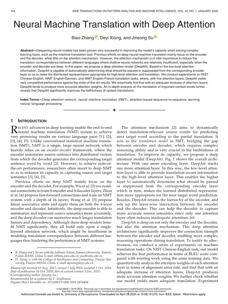 Neural Machine Translation With Deep Attention. | PDF | Cognitive Science | Cognition