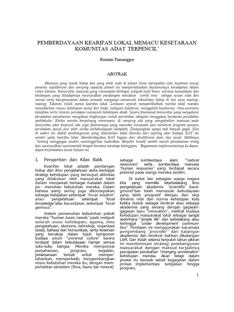 Pemberdayaan Kearifan Lokal - Rusmin | PDF