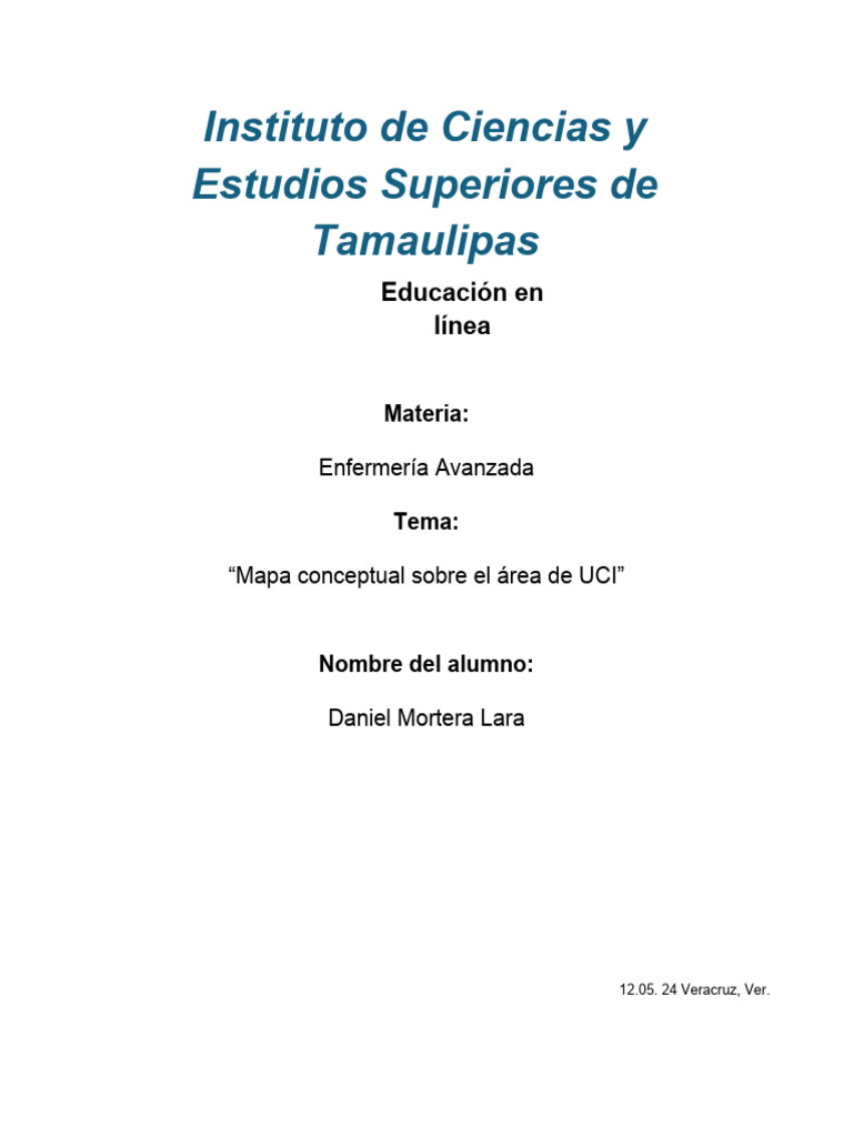 Mapa Conceptual Sobre El Área de UCI | PDF | Unidad de Cuidados Intensivos | Medicina de ...
