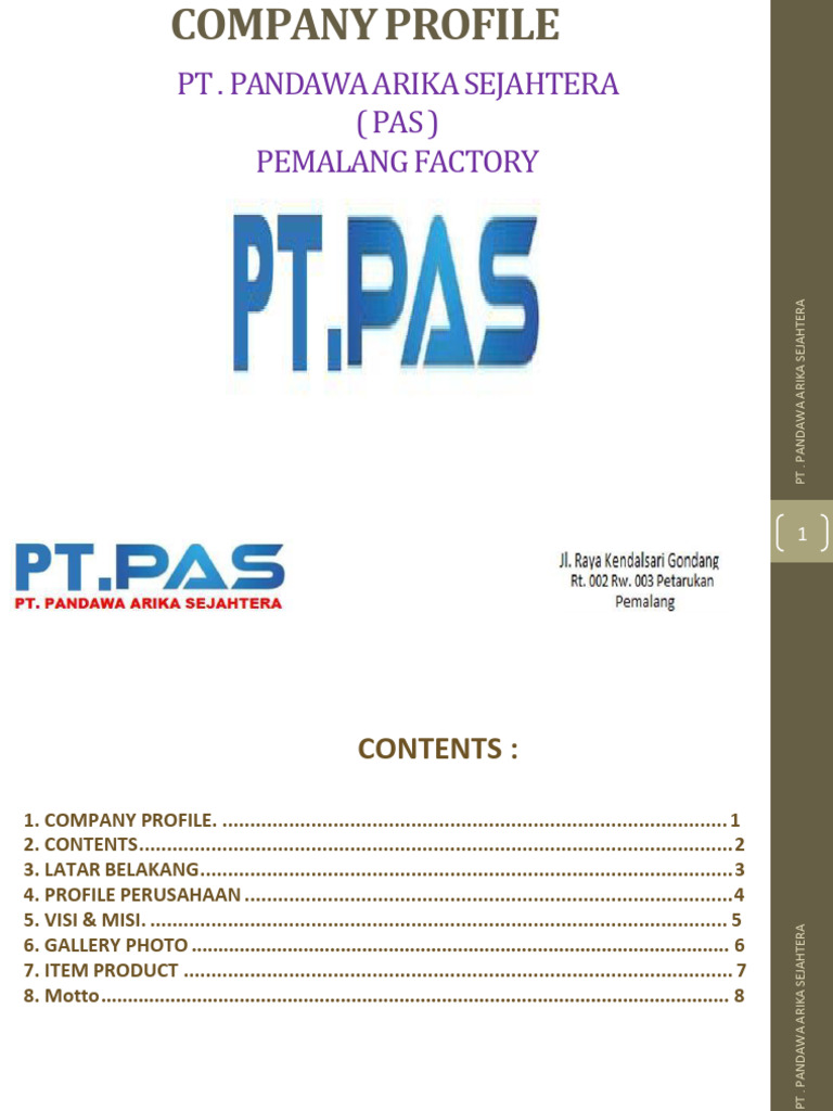 Profil Perusahaan PT Pandawa Arika Sejahtera | PDF