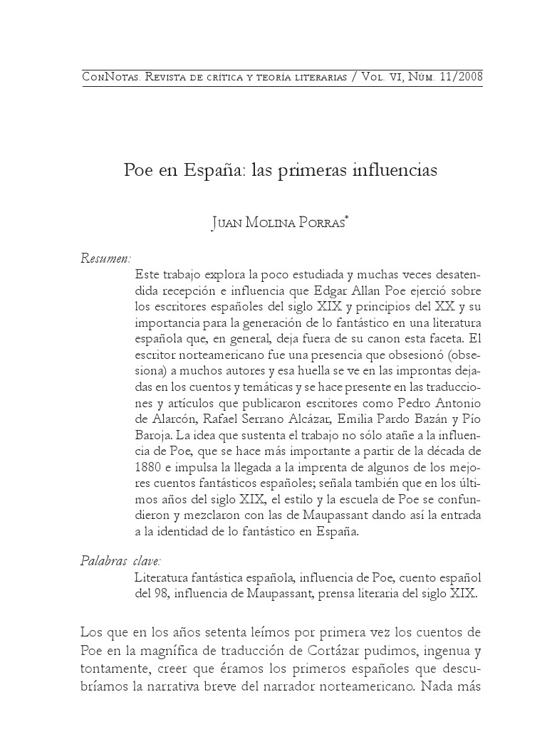 8 Juan Molina Porras | PDF | Edgar Allan Poe | Literatura de fantasía