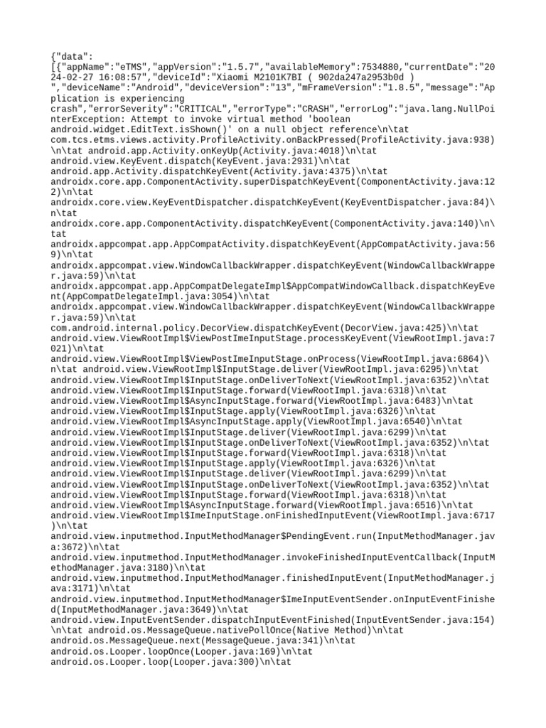 eTMS ErrorReport | PDF | Java (Programming Language) | Programming Paradigms