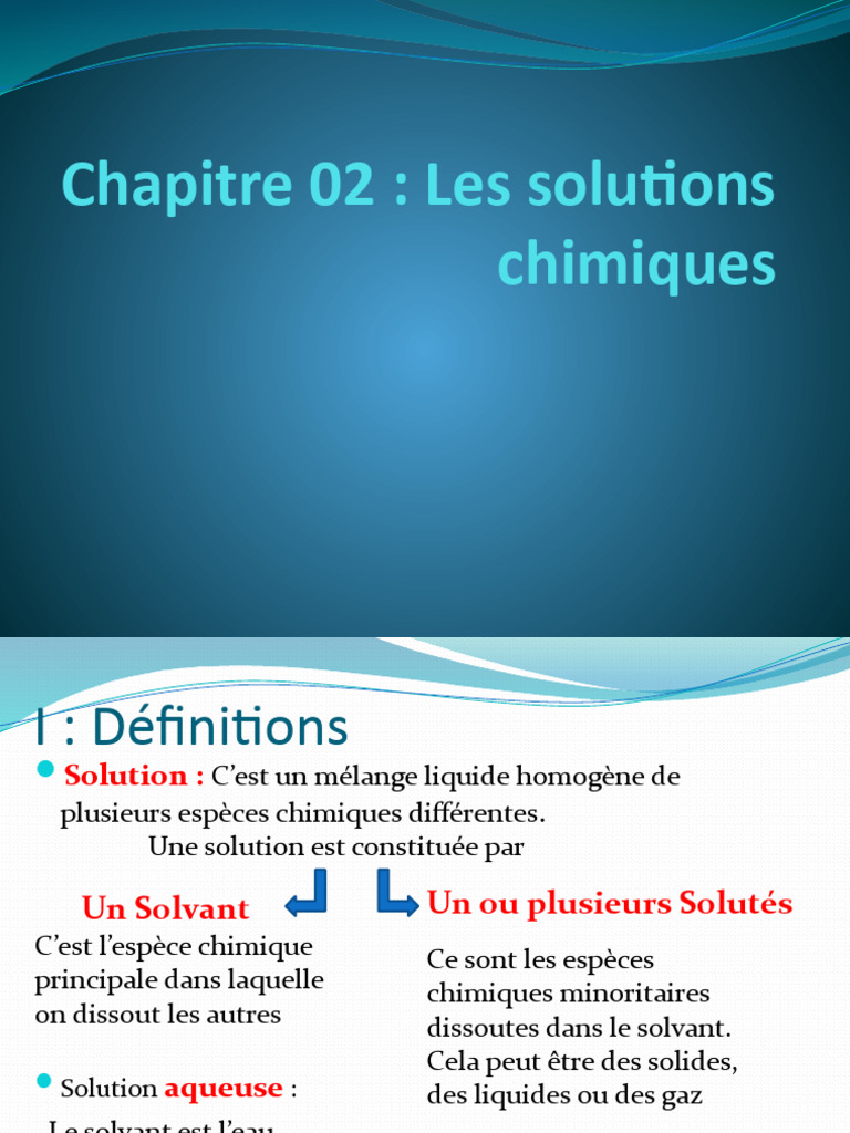 Chapitre 02 Solutions 2 | PDF | Solvant | Ion