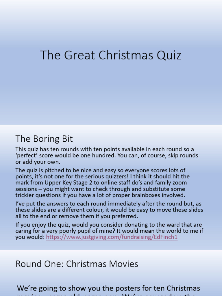 The Great Christmas Quiz PDF 1 | PDF | Christmas | Santa Claus