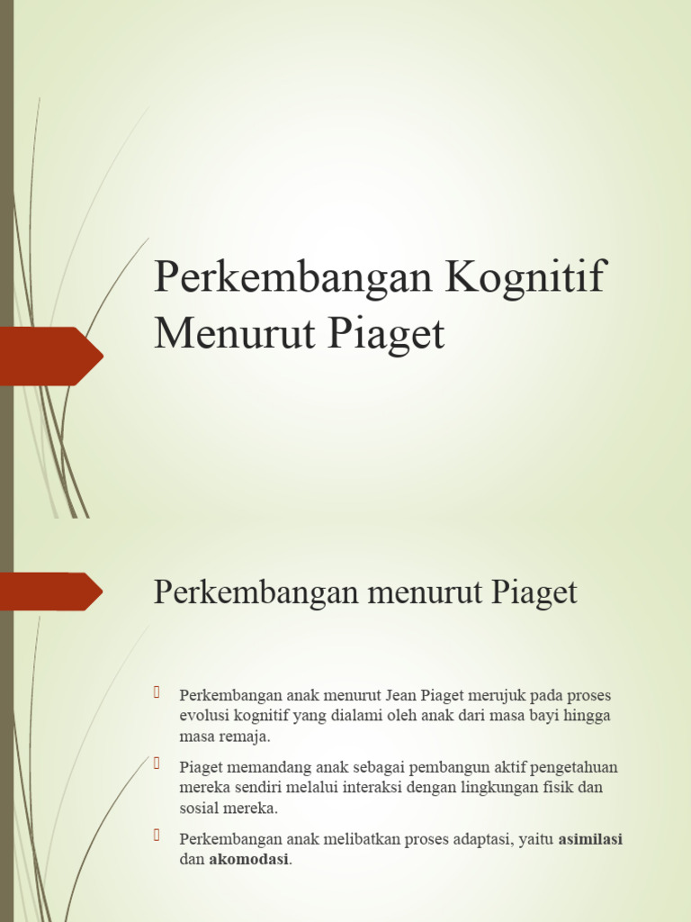 Perkembangan Kognitif Menurut Piaget - BK Anak Usia Pra Sekolah Dan SD | PDF | Karier ...