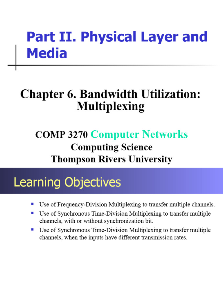 Chapter 6 - Bandwidth Utilization | PDF | Multiplexing | Wavelength Division Multiplexing