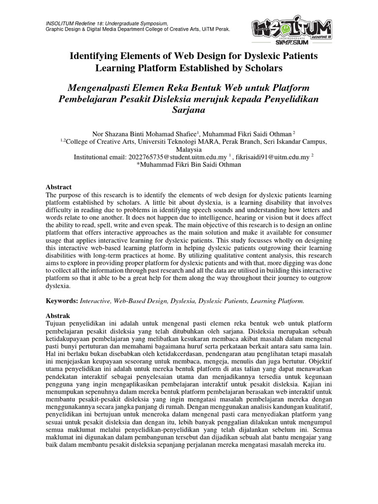 Identifying Elements of Web Design For Dyslexic Patients Learning ...