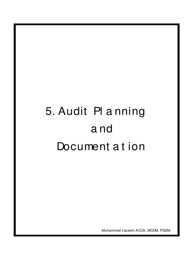 Audit Planning and Documentation Guide | PDF | Audit | Financial Audit
