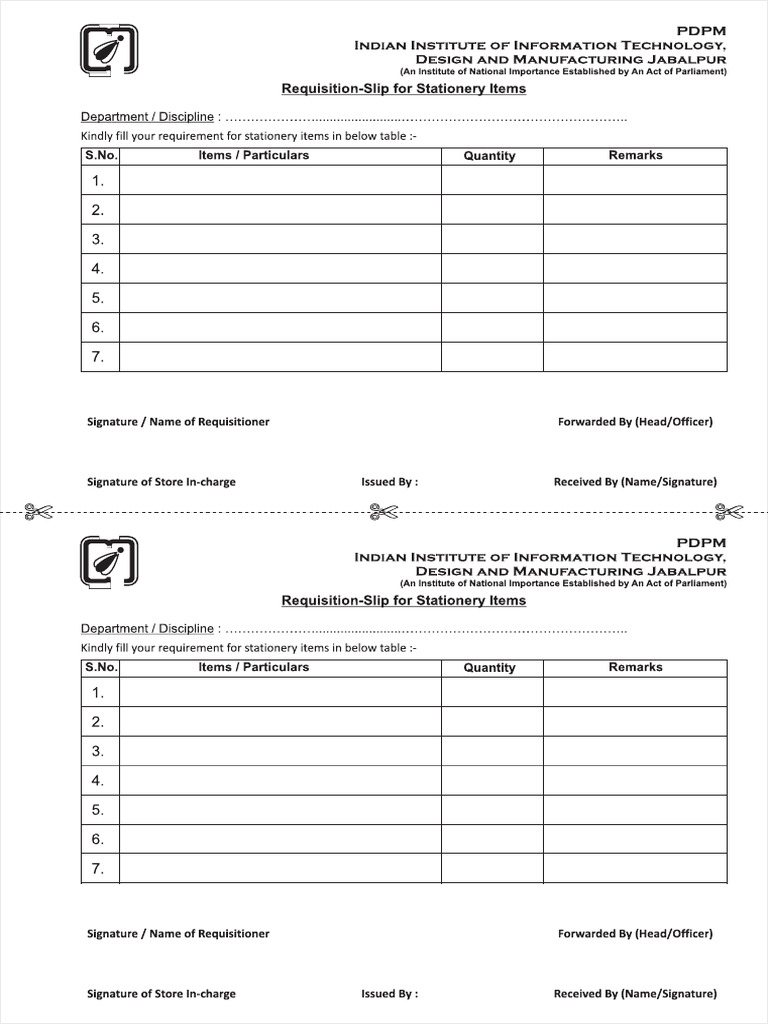 Requisition-Slip For Stationery Items | PDF