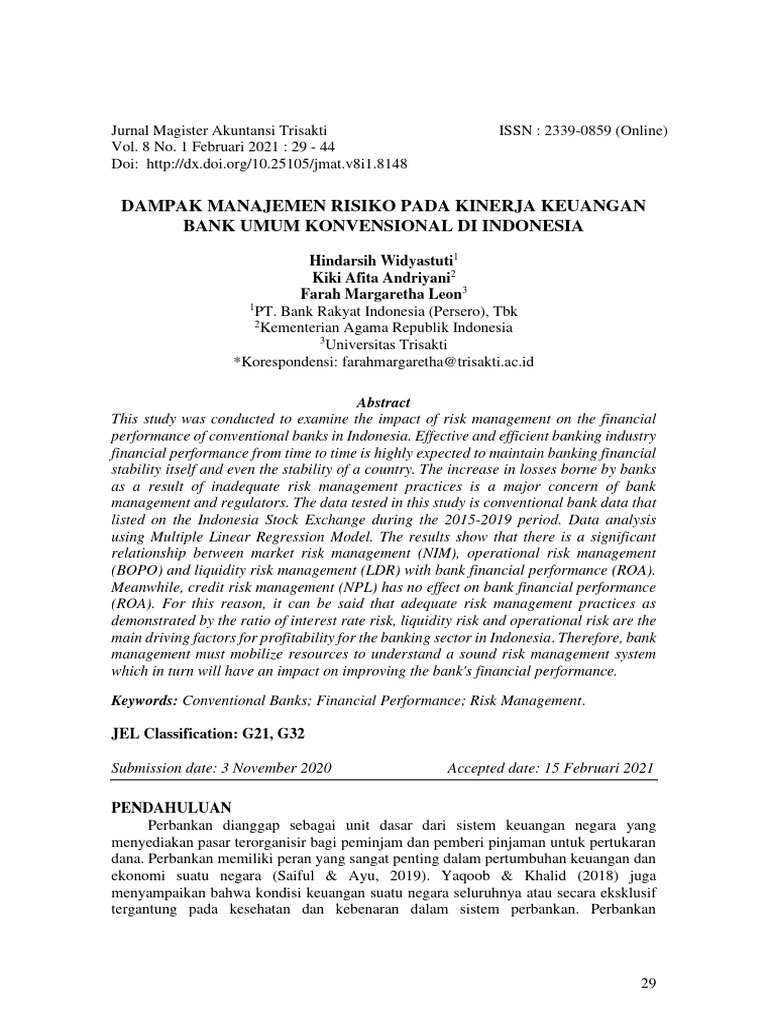 Dampak Manajemen Risiko Pada Kinerja Keu | PDF