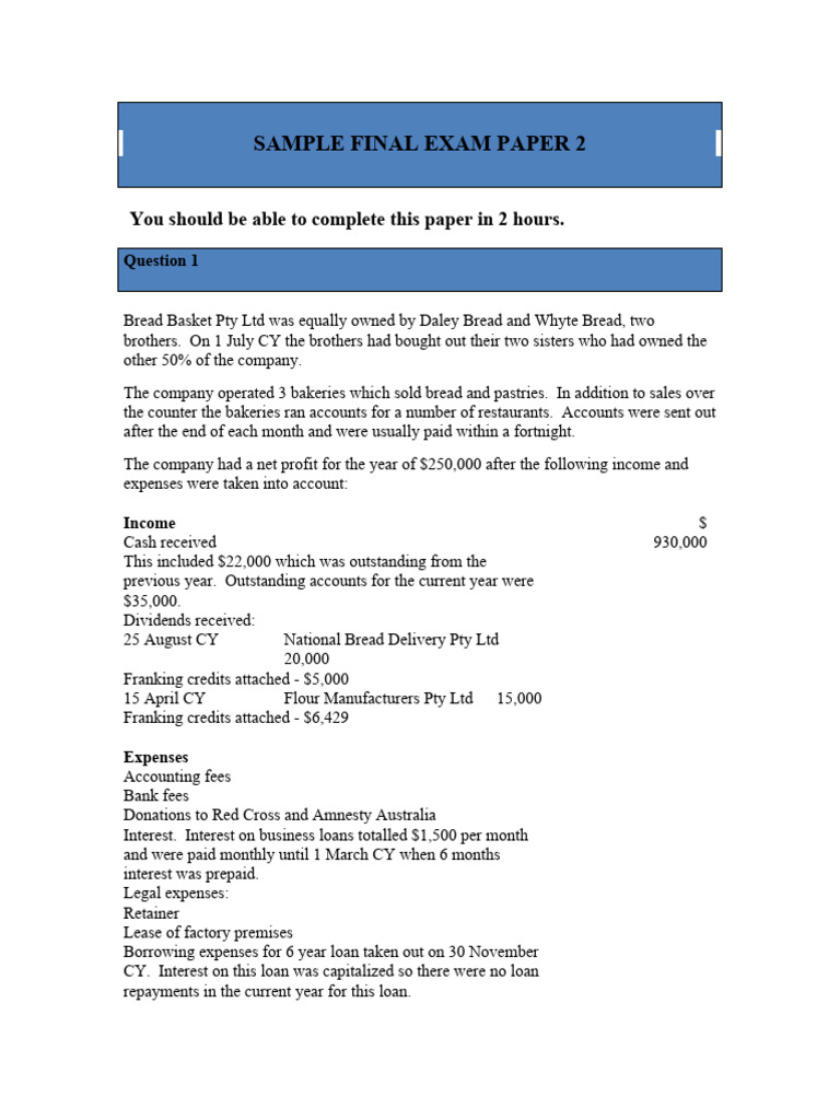 Sample Paper 2 | PDF | Dividend | Expense