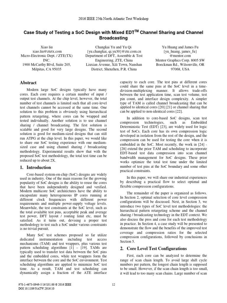 SoC Testing With MixedEDT ChannelSharing | PDF | System On A Chip ...