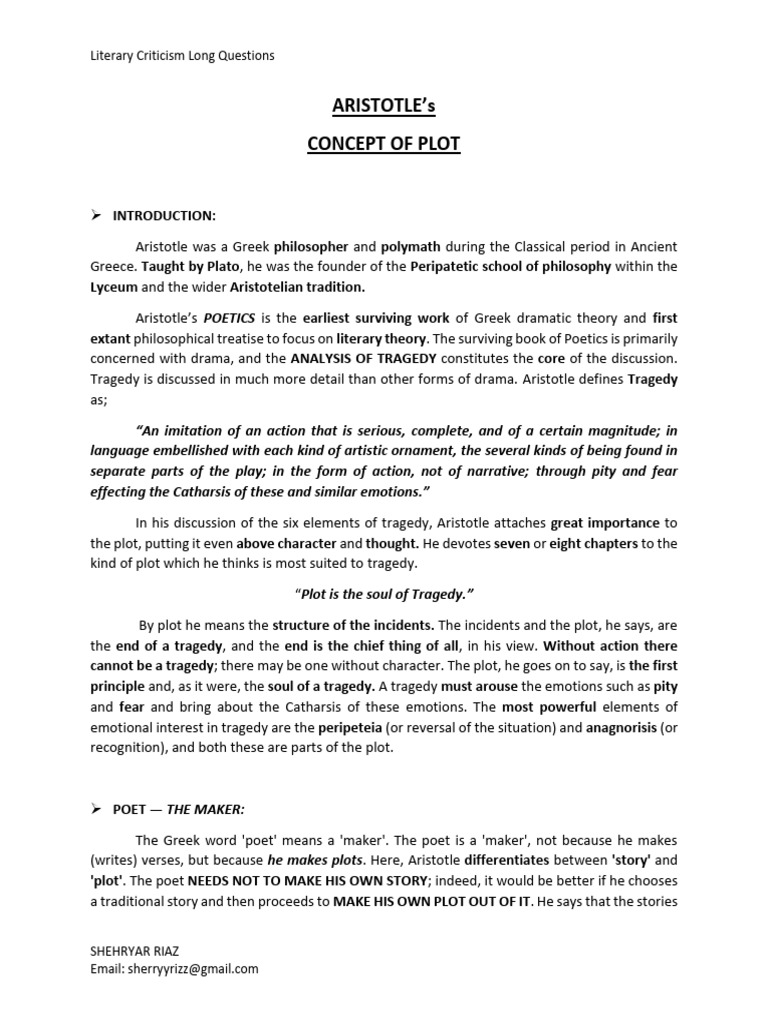 Poetics Aristotle Plot | PDF | Poetics (Aristotle) | Tragedy