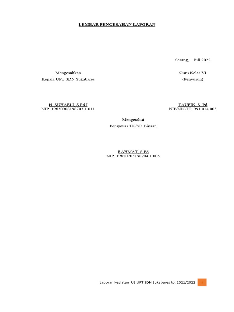 Lembar Pengesahan Laporan | PDF