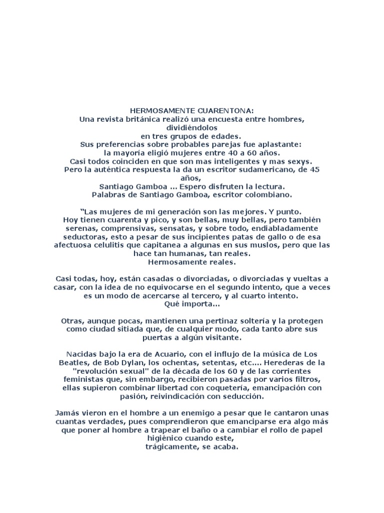 Hermosamente Cuarentona | PDF | Mujer