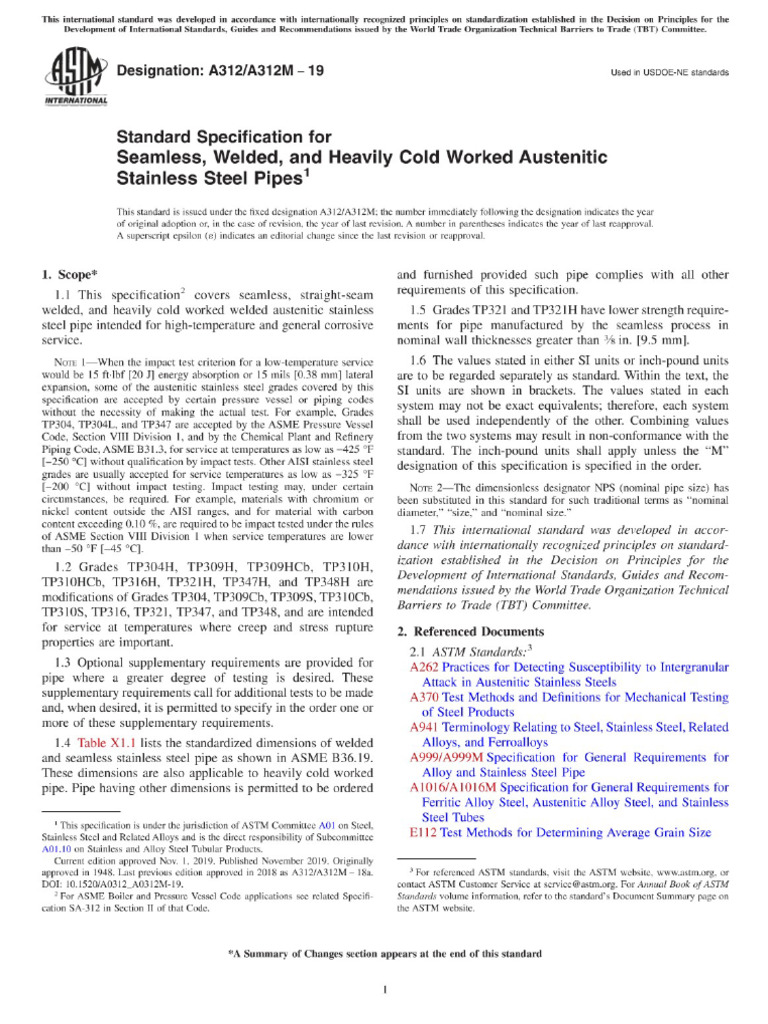 Astm A312 A312m 2019 | PDF