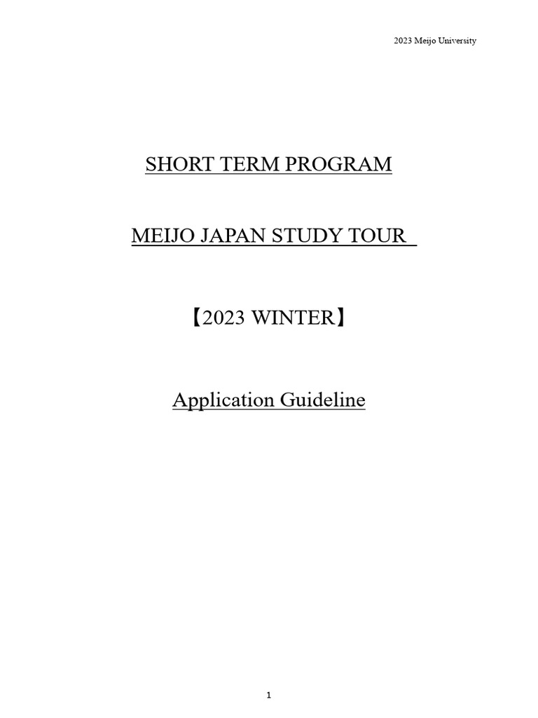 ( (For Students) ) Guideline for Meijo study tour 2022 (2-week) | PDF | Fee