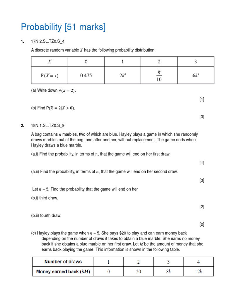 Probability Revision Questions | PDF | Probability Distribution ...