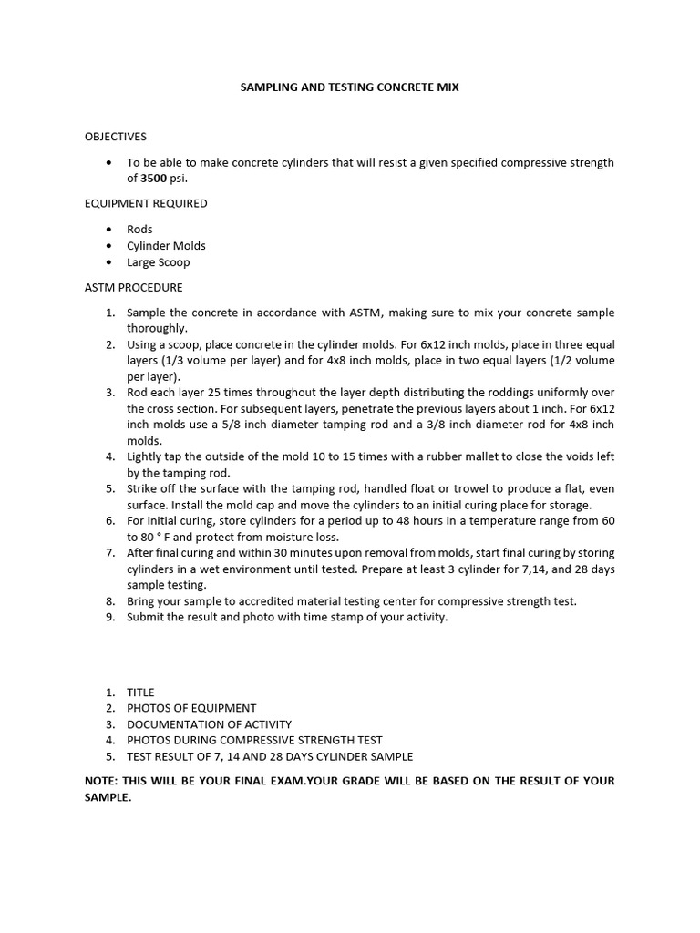 Sampling and Testing Concrete Mix | PDF