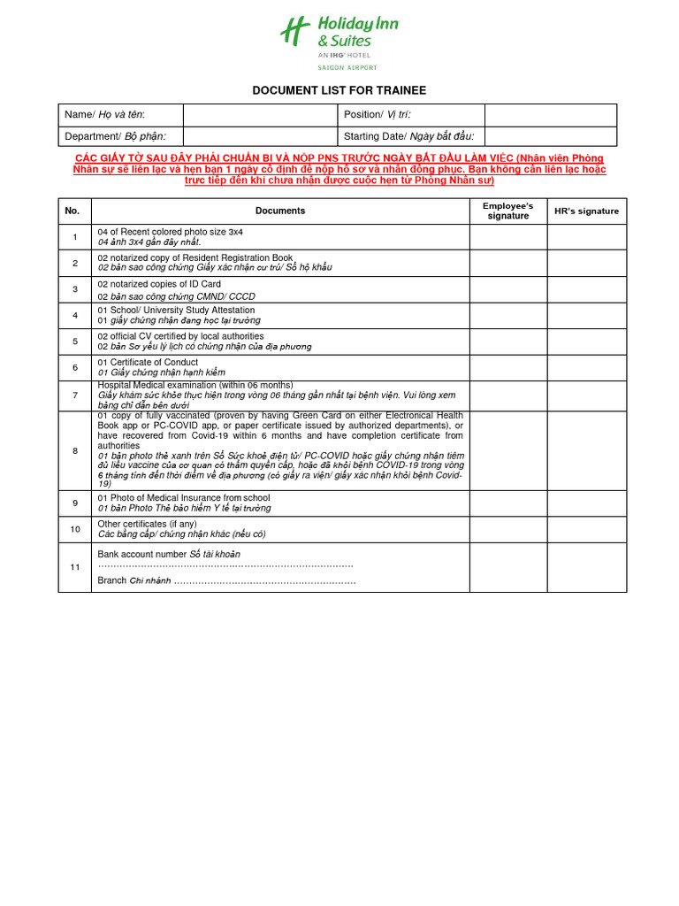 Trainees - Required Docs | PDF