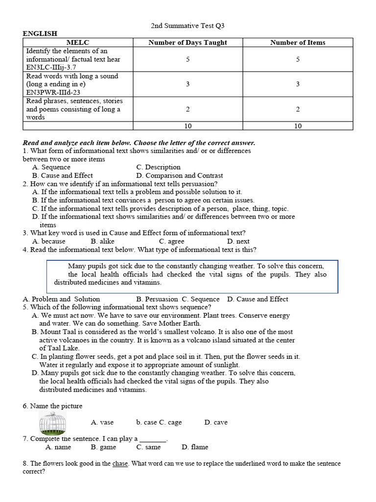 2nd Summative Test Q3 | PDF