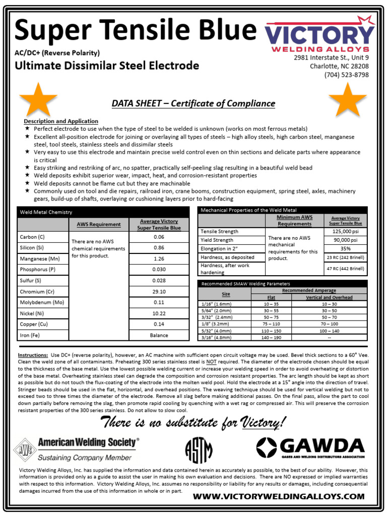 Super Tensile Blue Data Sheet | PDF | Welding | Construction