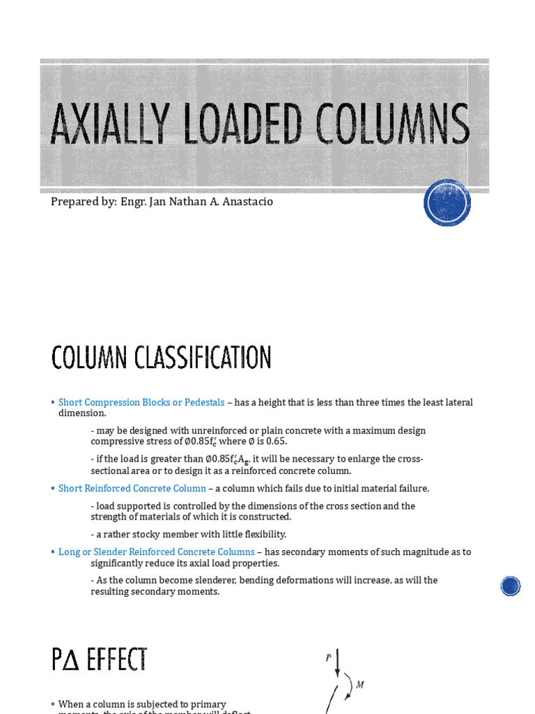 Axially Loaded Column Design Insights | PDF | Strength Of Materials ...