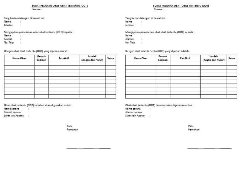 SURAT PESANAN OBAT OOT | PDF SURAT PESANAN OBAT OOT | PDF