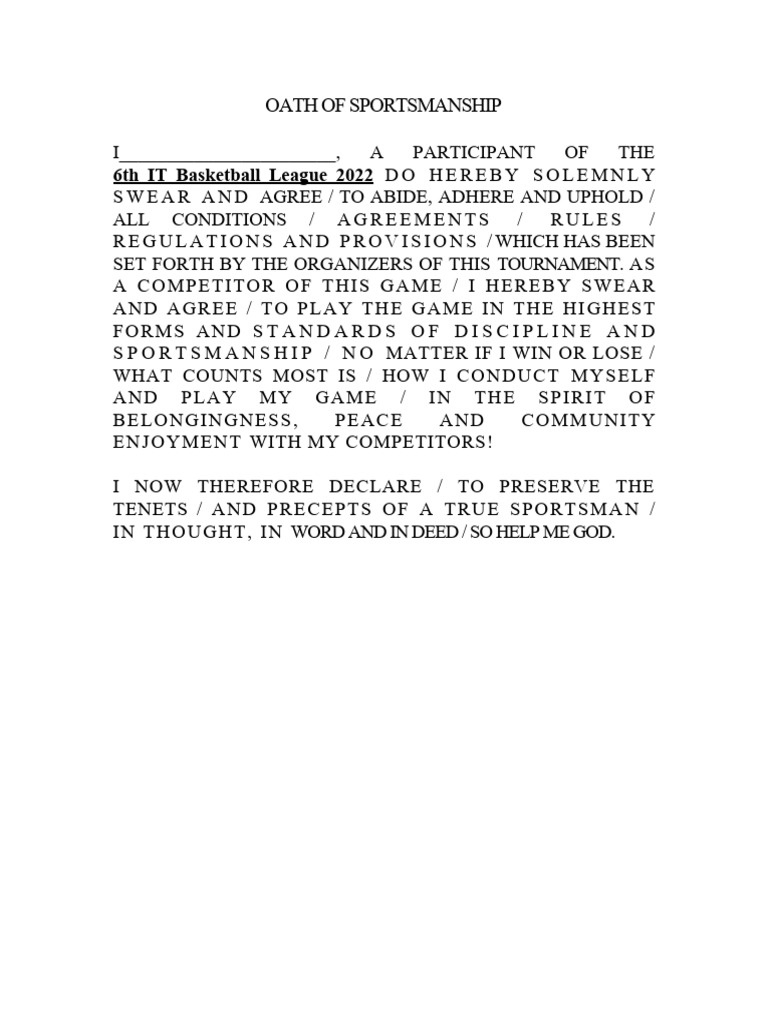 Oath of Sportsmanship | PDF