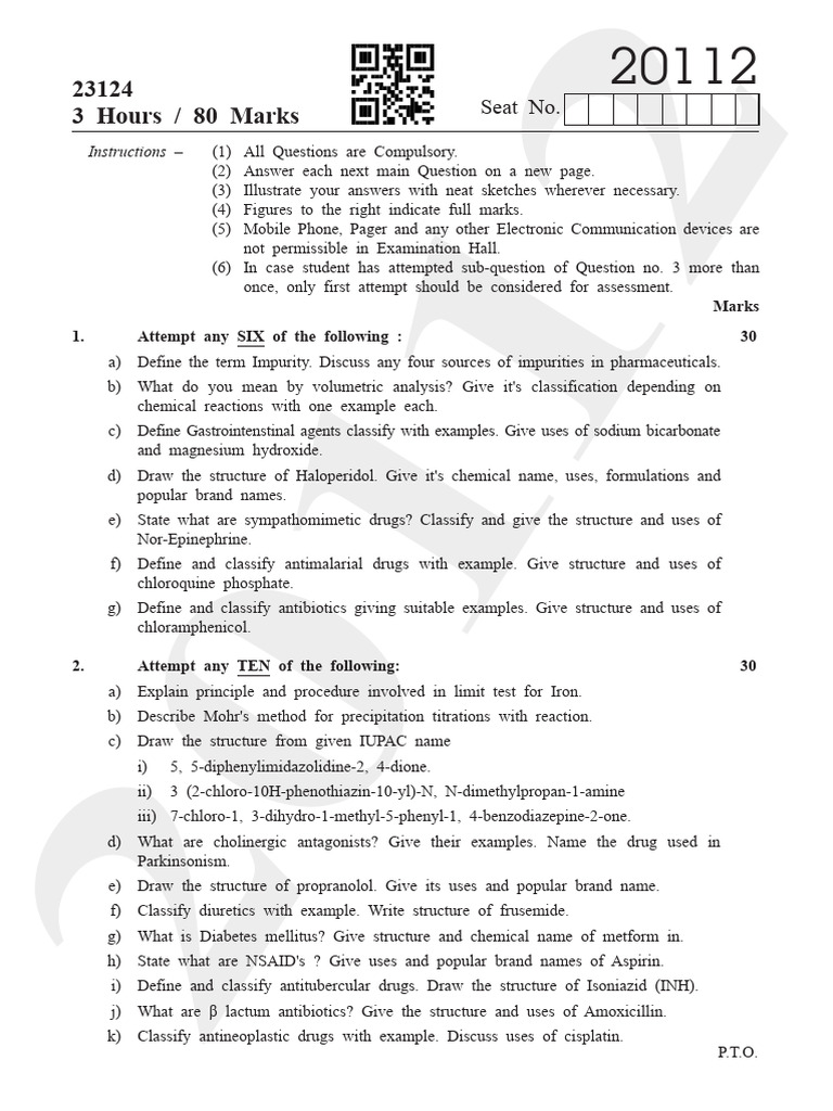 Pharmaceutical Exam Guidelines and Questions | PDF