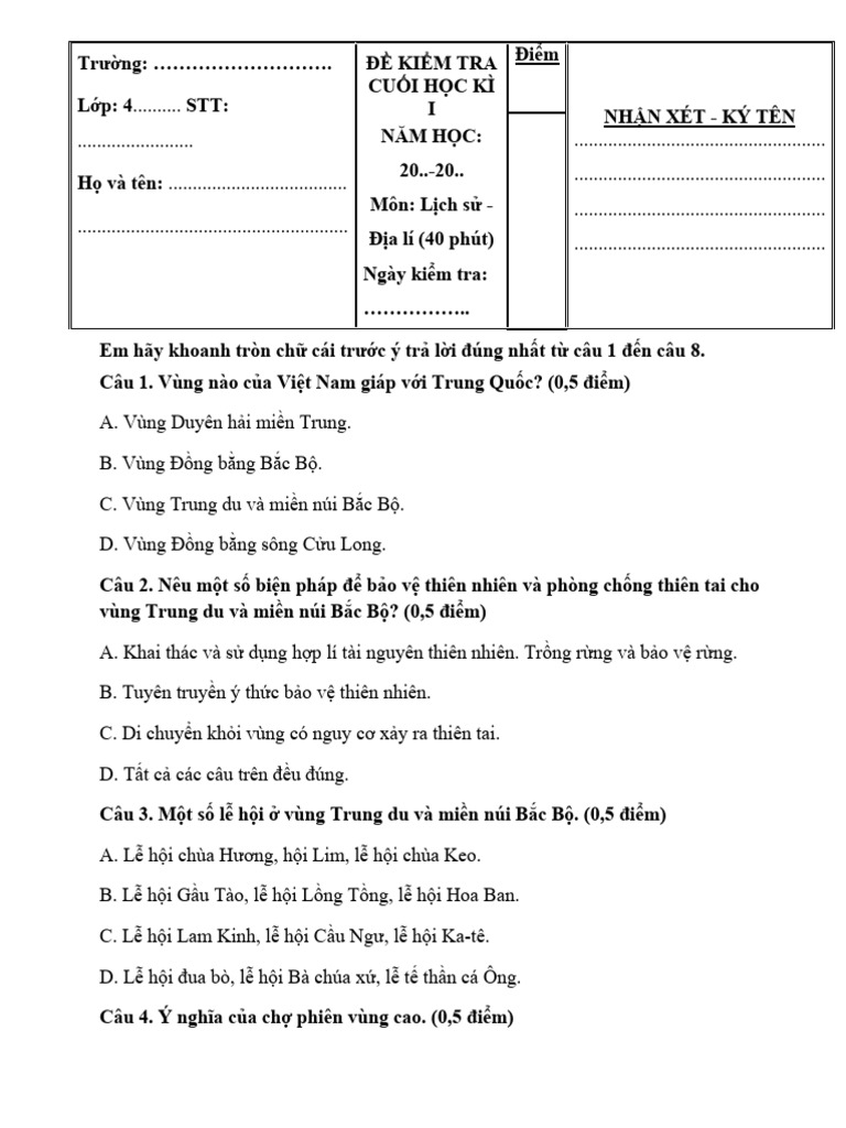 De Kiem Tra LSDL Hki CTST | PDF