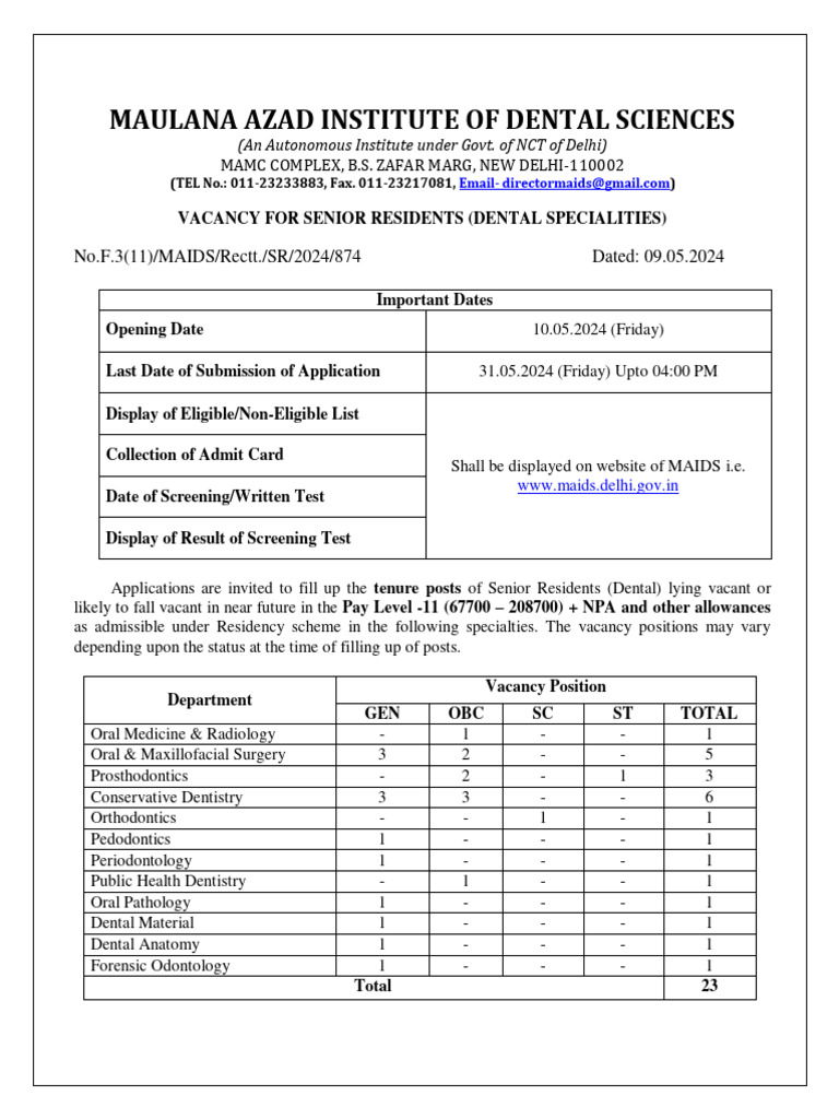 Notice Application Form 1 | PDF | Dental Degree | Dentistry