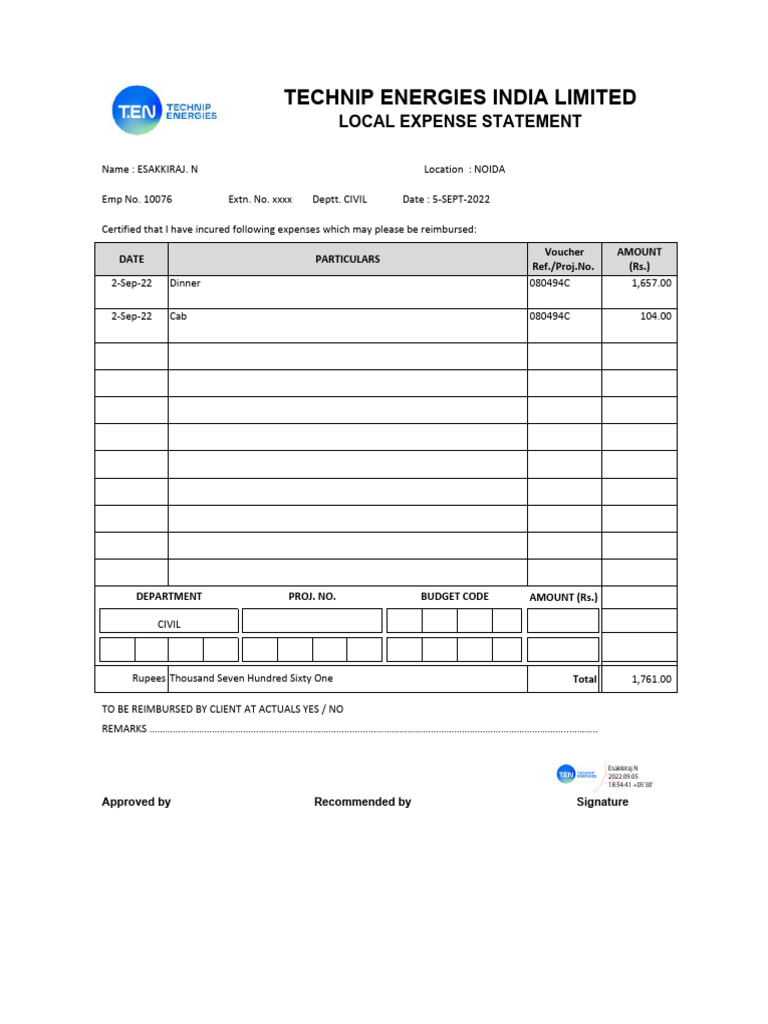Local Expense Form | PDF | Economy Of India | Payments