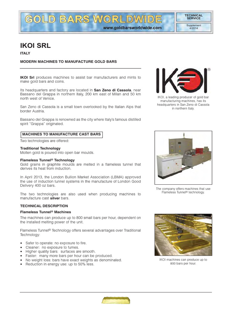 RT 10 IKOI Gold Bar Manufacturing Machines | PDF | Gold | Coins