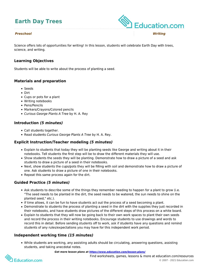 Usr Local SRC Education - Com Files Static Lesson-Plans Earth-Day-Trees Earth-Day-Trees | PDF ...