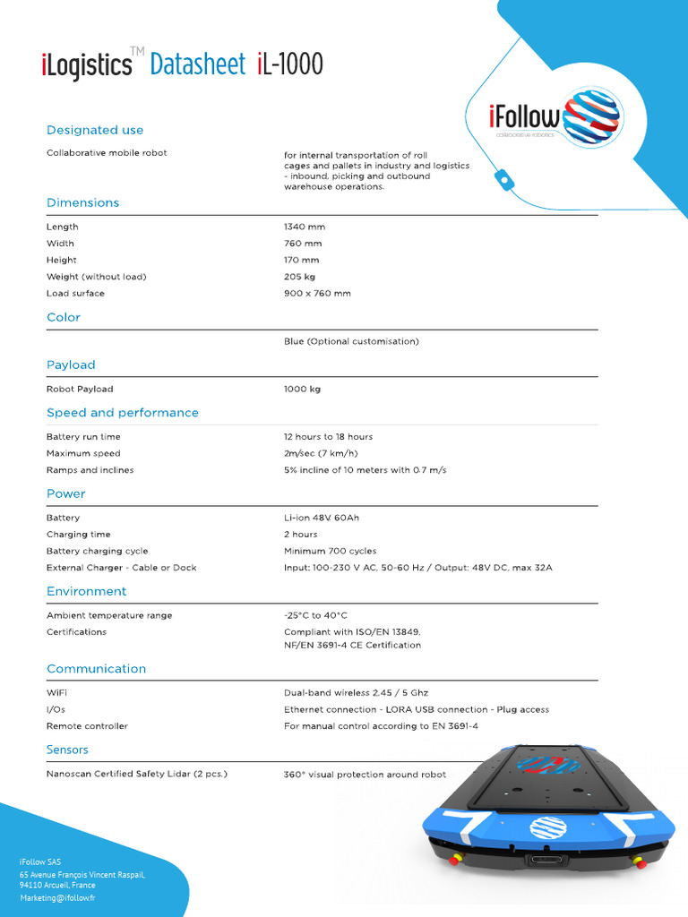 FICHE TECH EN Il1000 | PDF | Battery Charger | Logistics