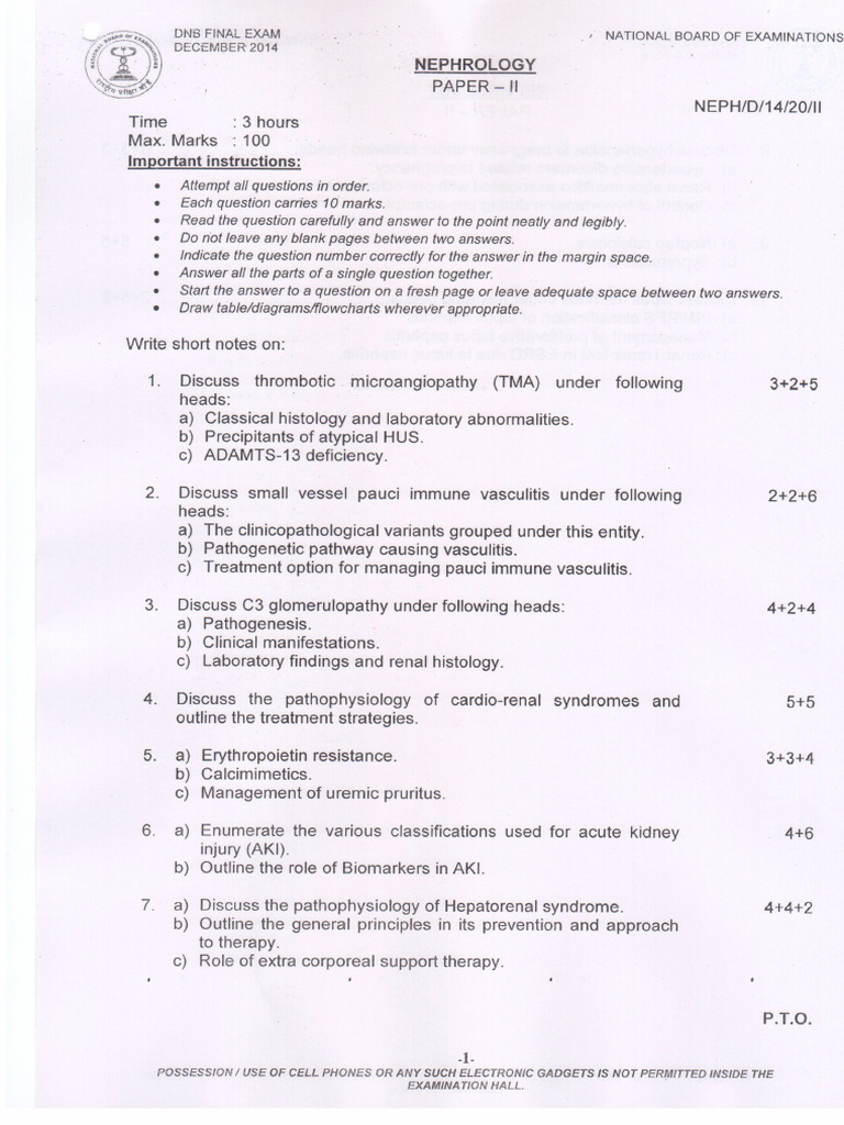 Nephrology P-II (1 To 7) Dec14 | PDF