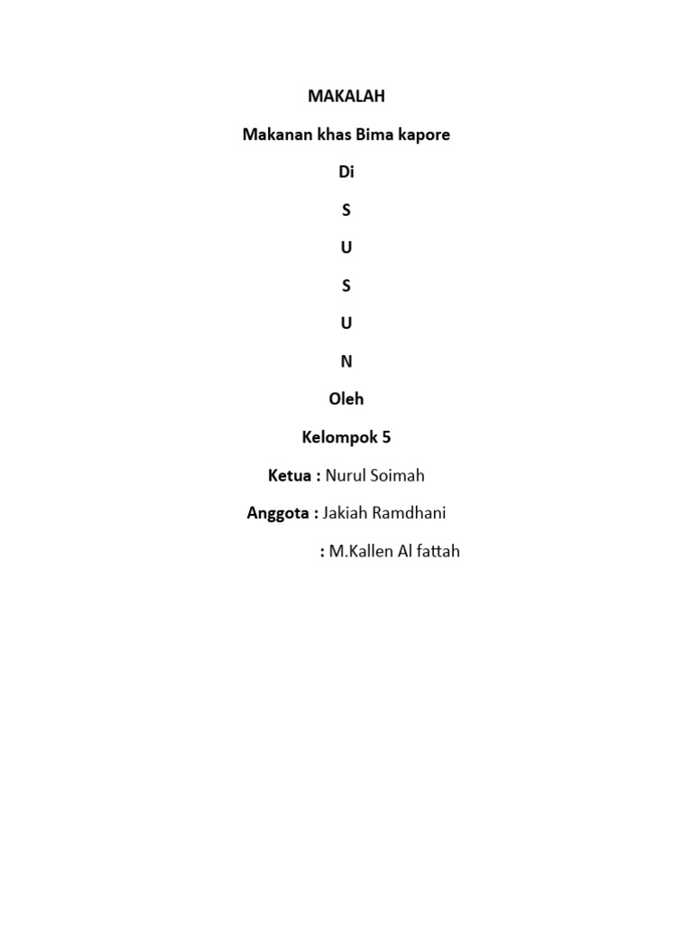 Kapore: Makanan Khas Bima dan Cara Pembuatannya | PDF | Memasak ...