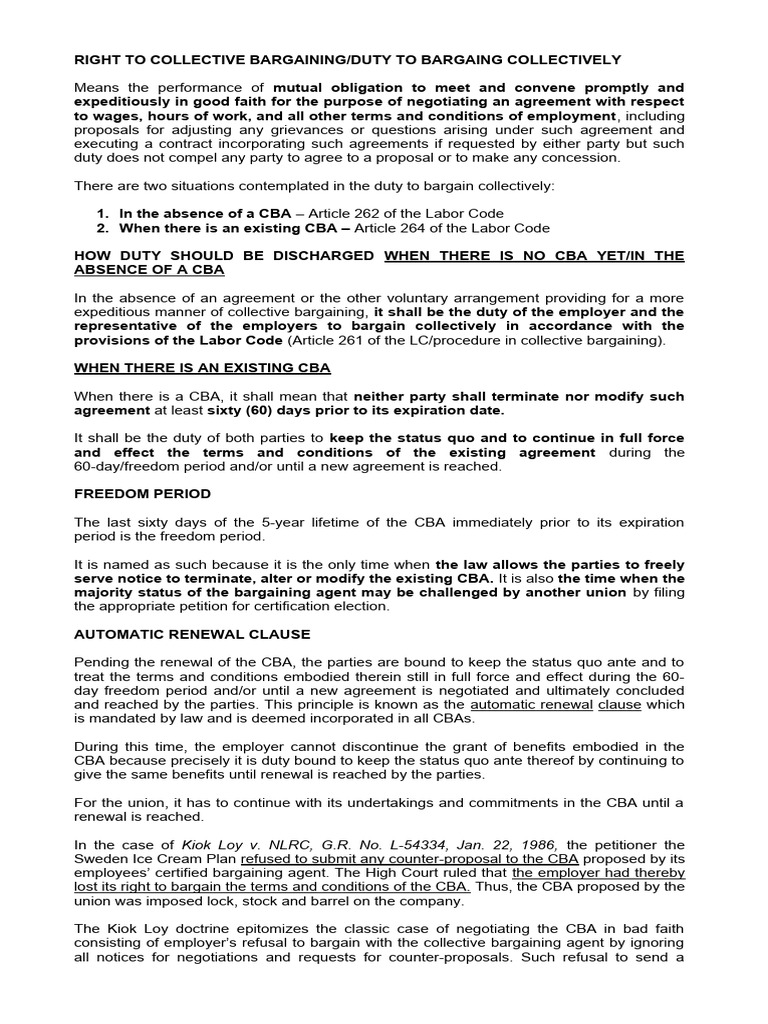 Notes For Labor Law 2 | PDF | Collective Agreement | Collective Bargaining