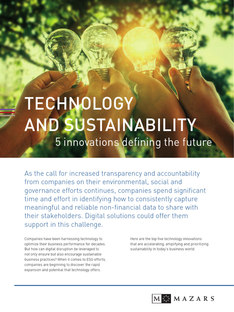 Technology and Sustainability - Five Innovations | Download Free PDF ...