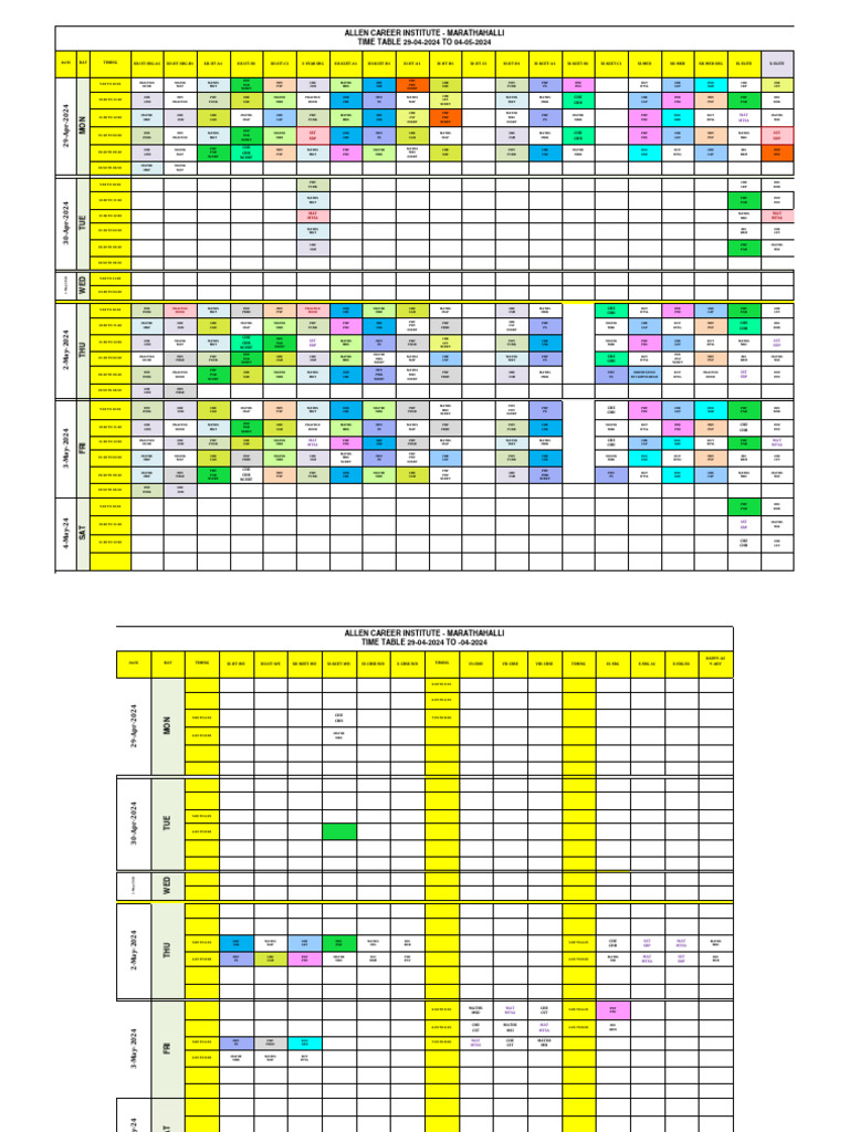 WEEKDAY TIMETABLES 29-04 TO 04-05-2024 | PDF