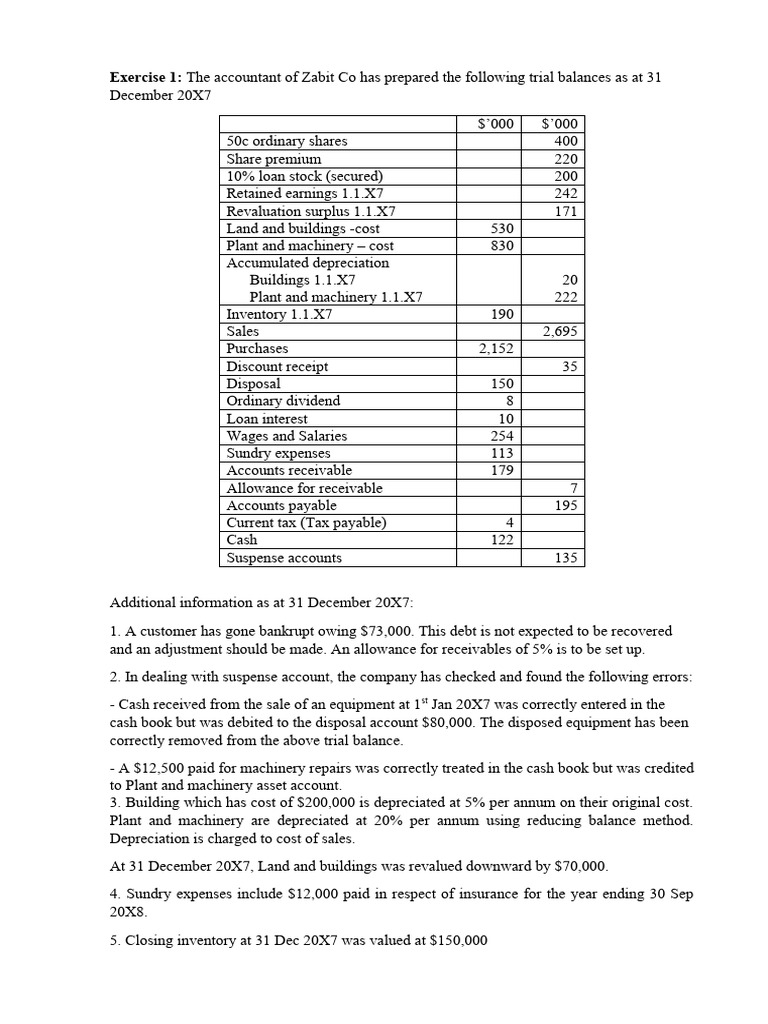 Exercise 1 | PDF | Depreciation | Expense