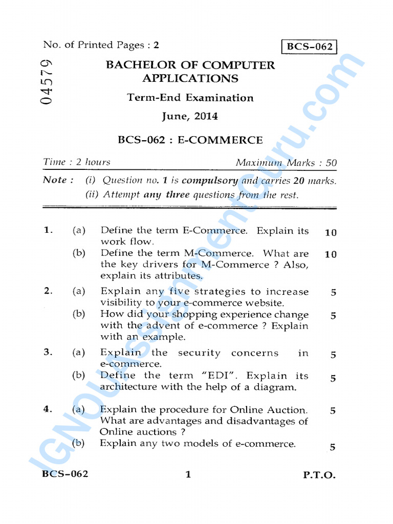E-Commerce Exam Guide: Key Concepts & Models | PDF | E Commerce ...